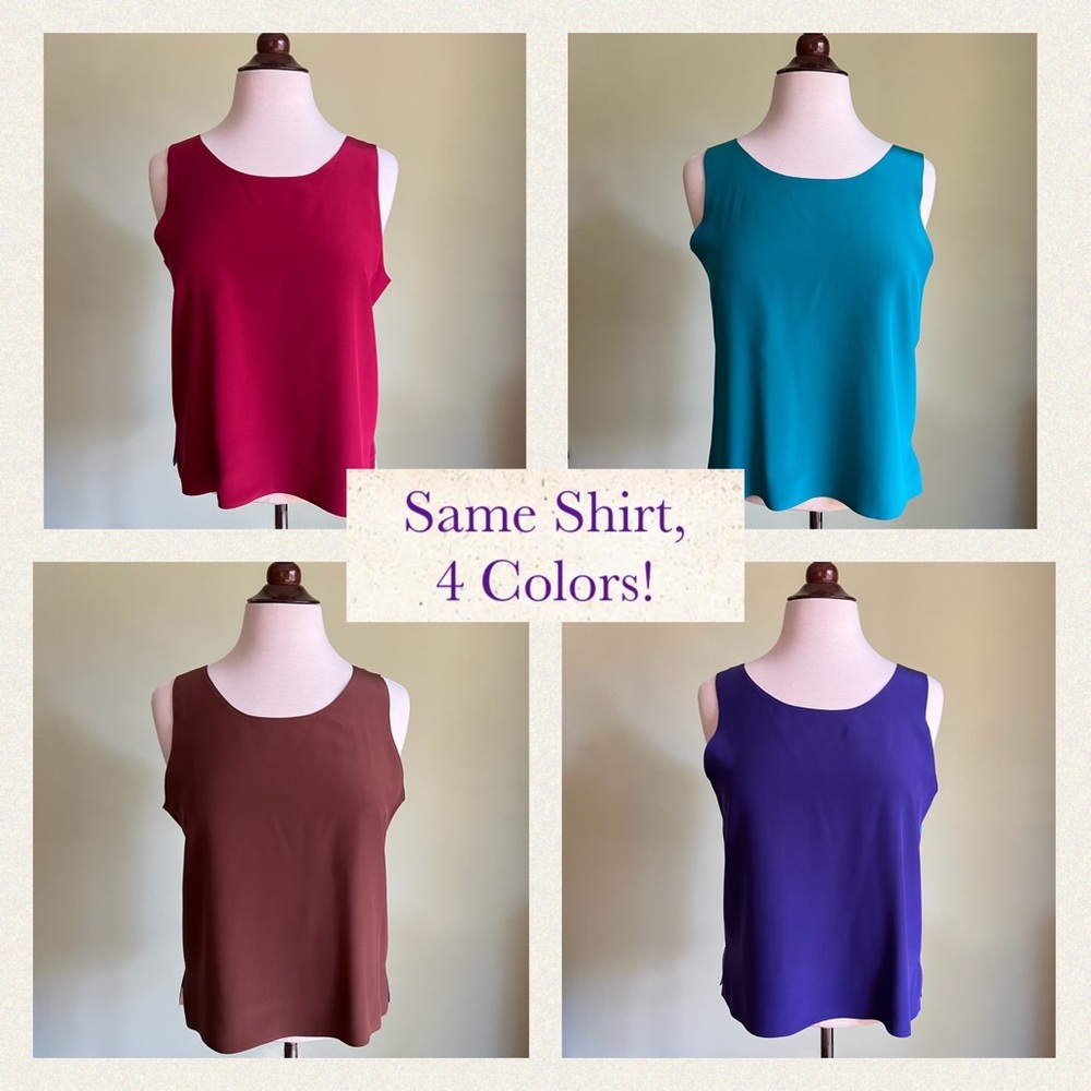 Colorblock Silk Blouse, Vintage Convertible Tank Top,… - Gem